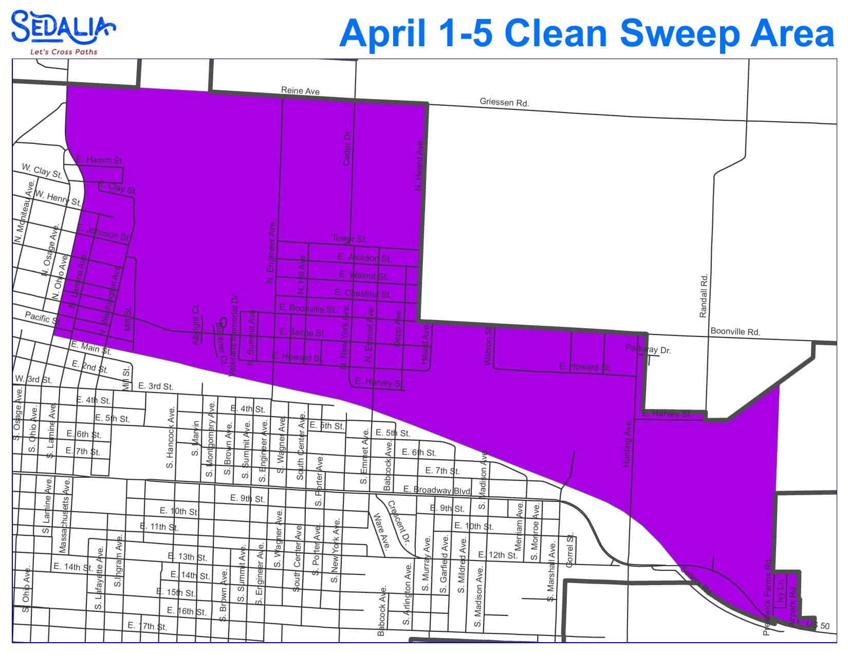 Clean Sweep Area for the Week of April 1-5, 2024 | City of Sedalia, MO