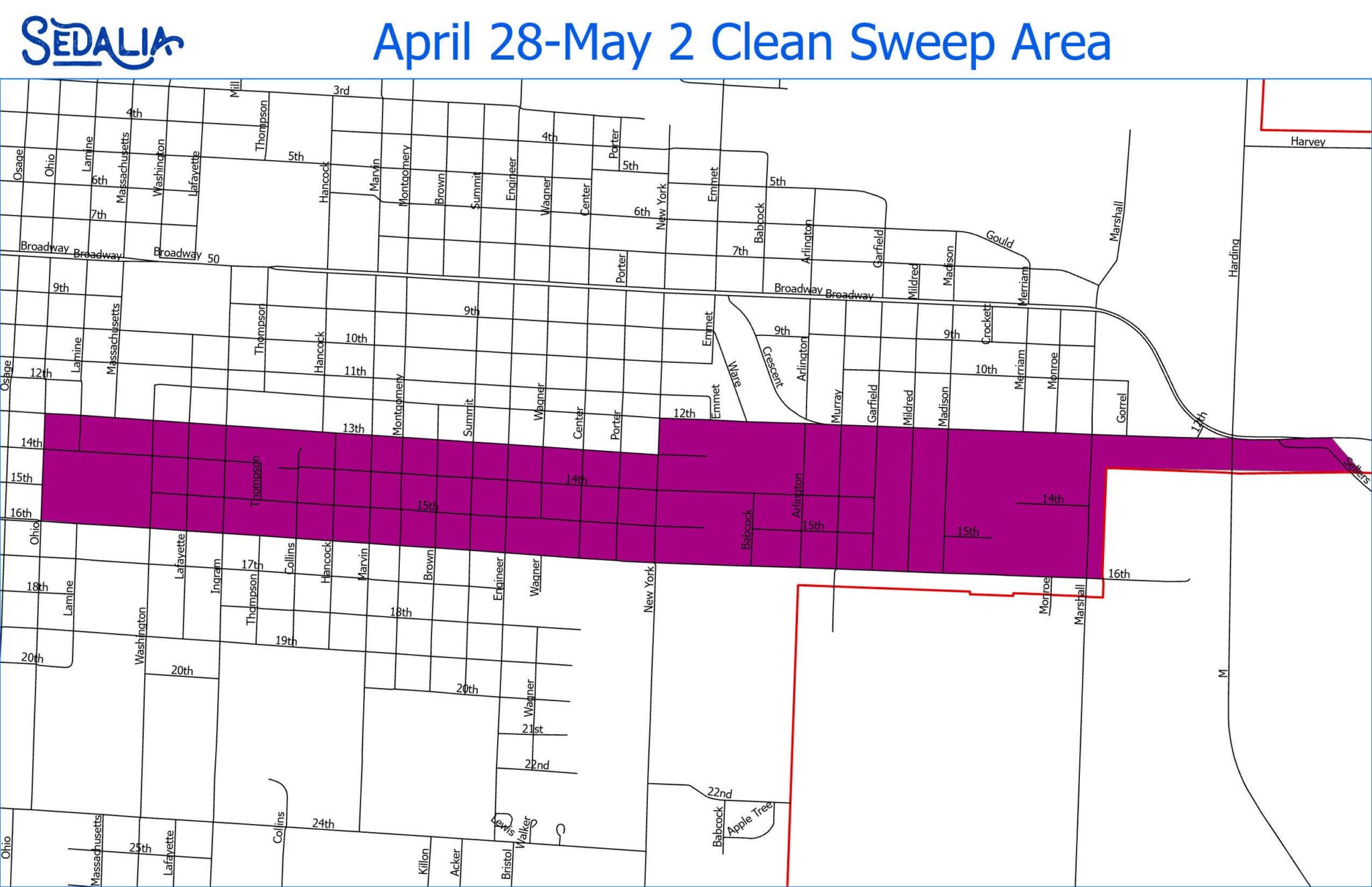 Clean Sweep Area for the Week of April 28, 2025 | City of Sedalia, MO
