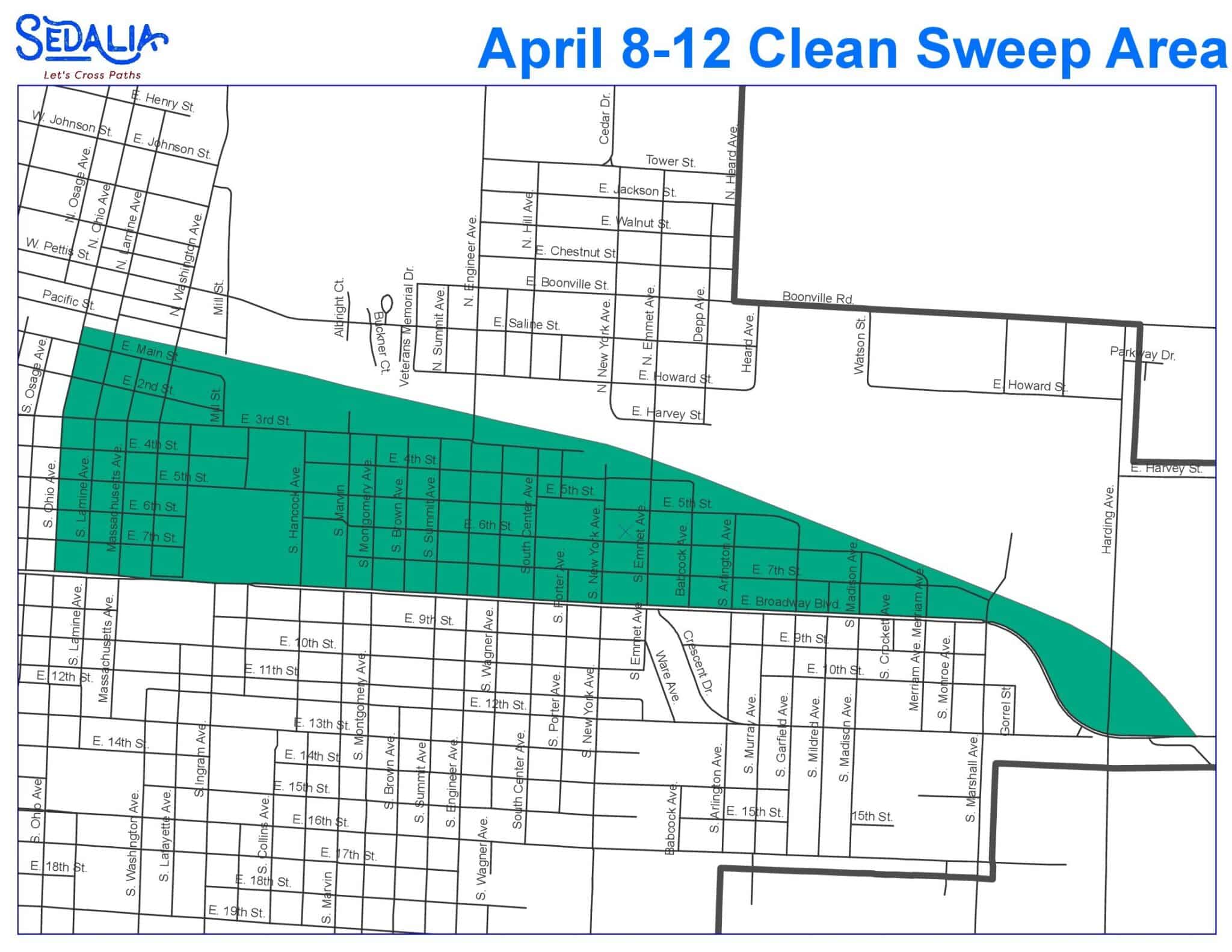 Clean Sweep Area for the Week of April 8-12, 2024 | City of Sedalia, MO
