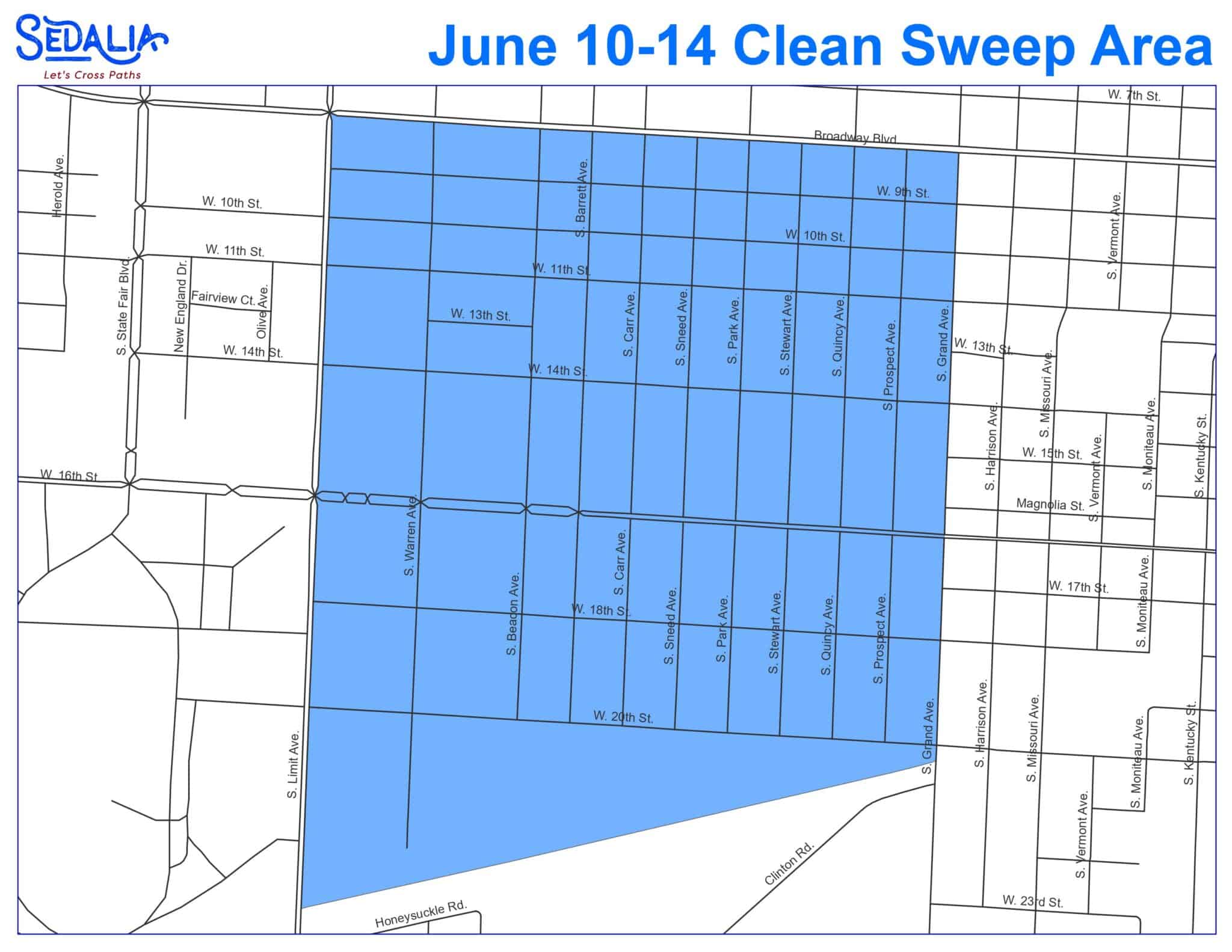 Clean Sweep Area for the Week of June 10-14, 2024 | City of Sedalia, MO
