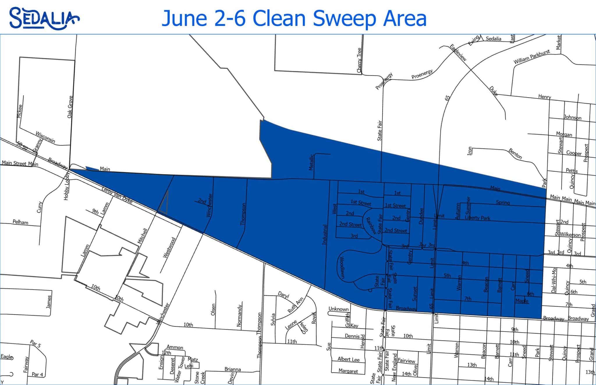 Clean Sweep Area for the Week of June 2, 2025 | City of Sedalia, MO