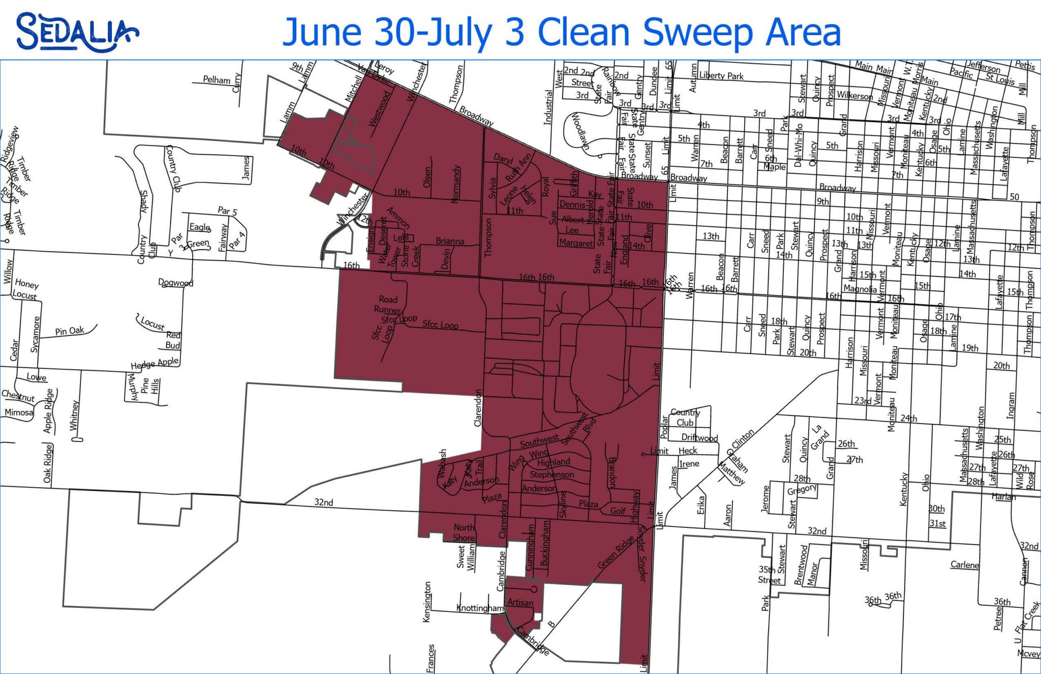 Clean Sweep Area for the Week of June 30, 2025 | City of Sedalia, MO